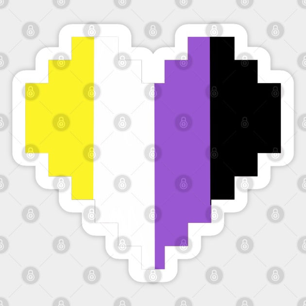 Nonbinary 8-bit Heart - Nonbinary Pride Flag - Sticker | TeePublic
